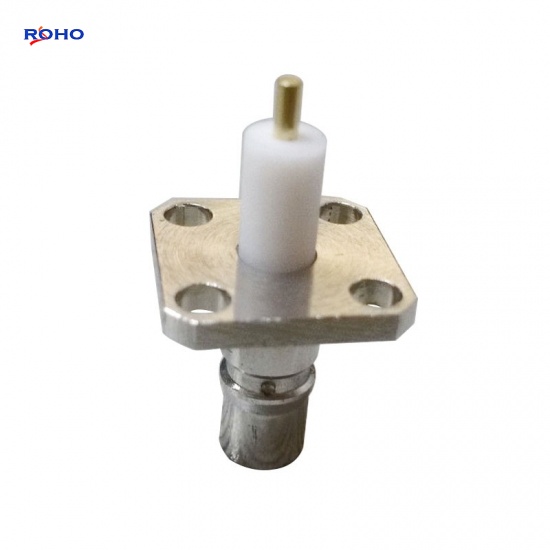 QMA Female Connector Solder Attachment 4 Hole Flange Mount With Pin ...